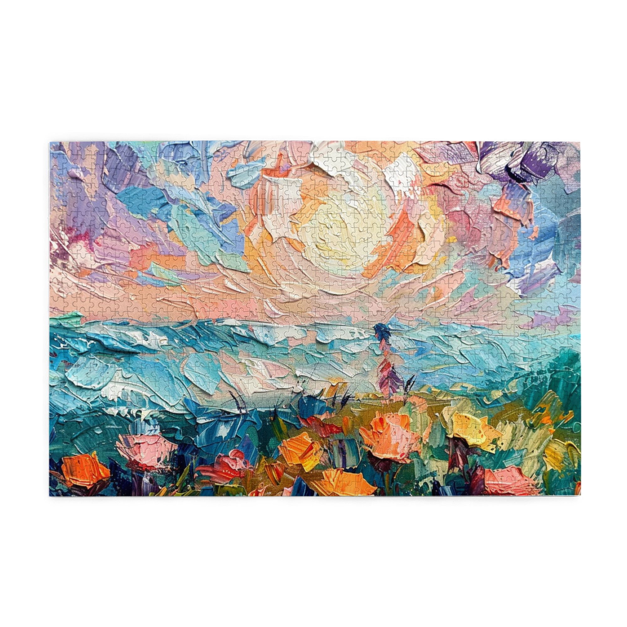 1000 PCS Sun & Flower Wooden Puzzle 1000 Piece,Stunningly Vibrant ...