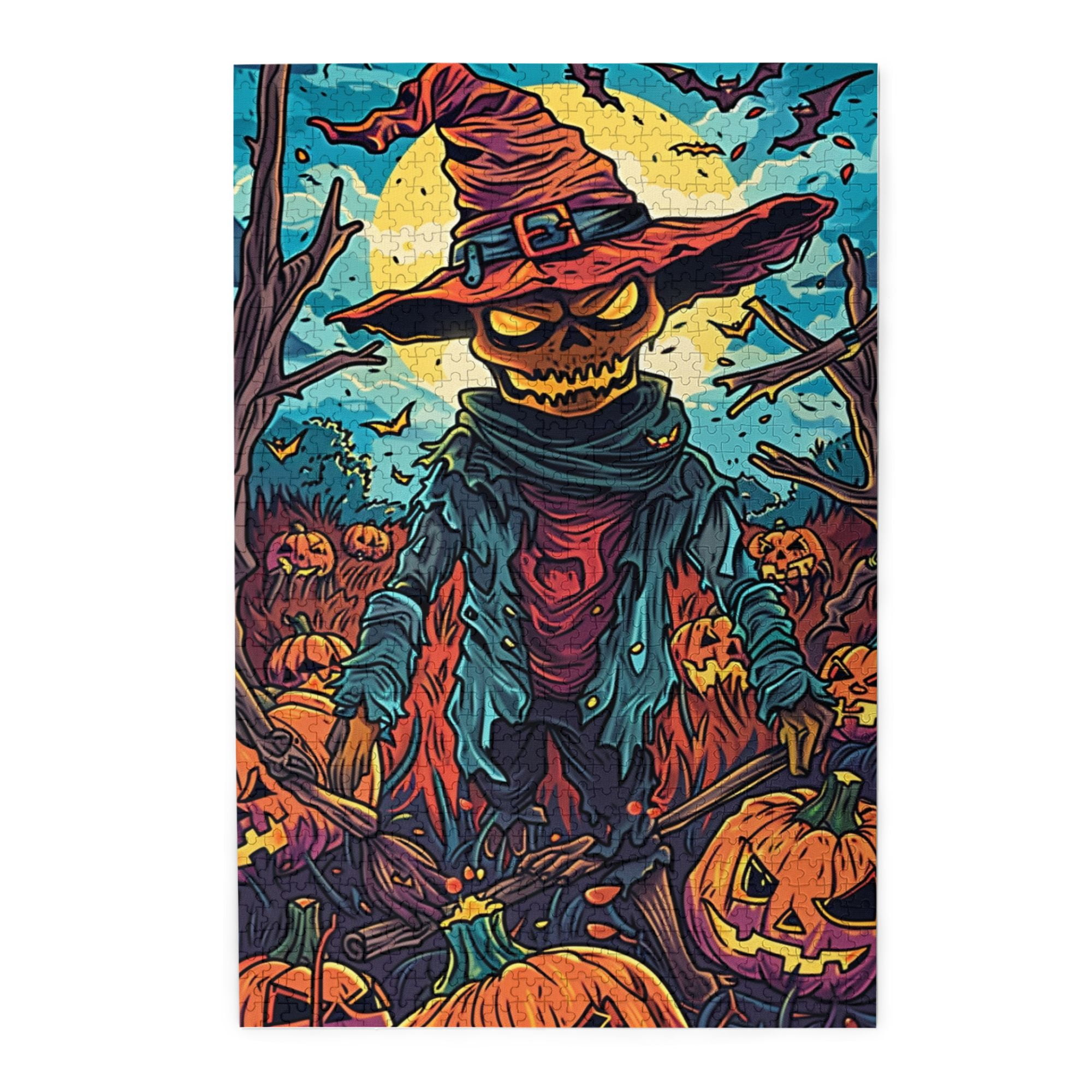 1000 PCS Terrifying Pumpkin Scarecrow Wooden Puzzles 1000 Pieces,Brain ...