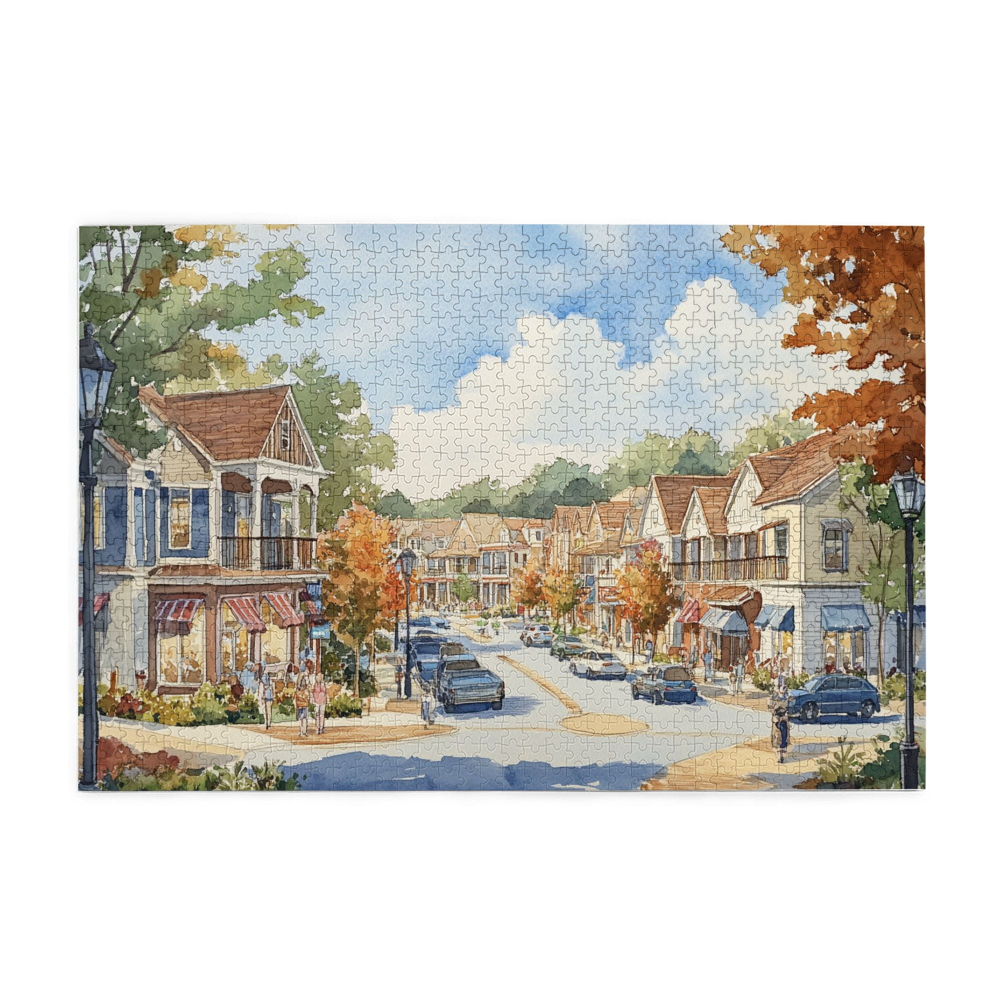 1000 PCS Town Scenery 1000 Piece Wooden Puzzle For Adults,Unique And ...