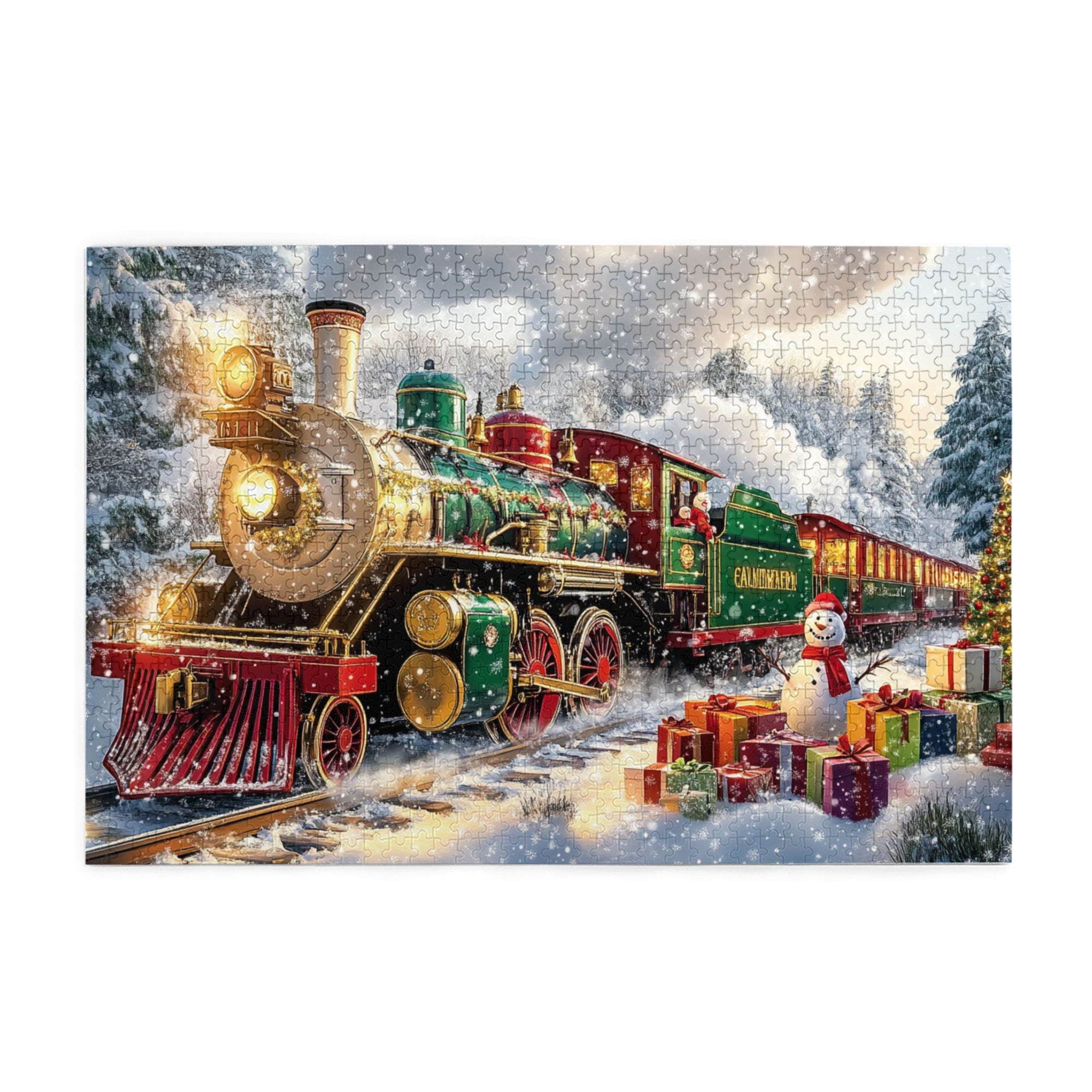1000 PCS Vintage Art Christmas train Wooden Puzzles 1000 Piece ...