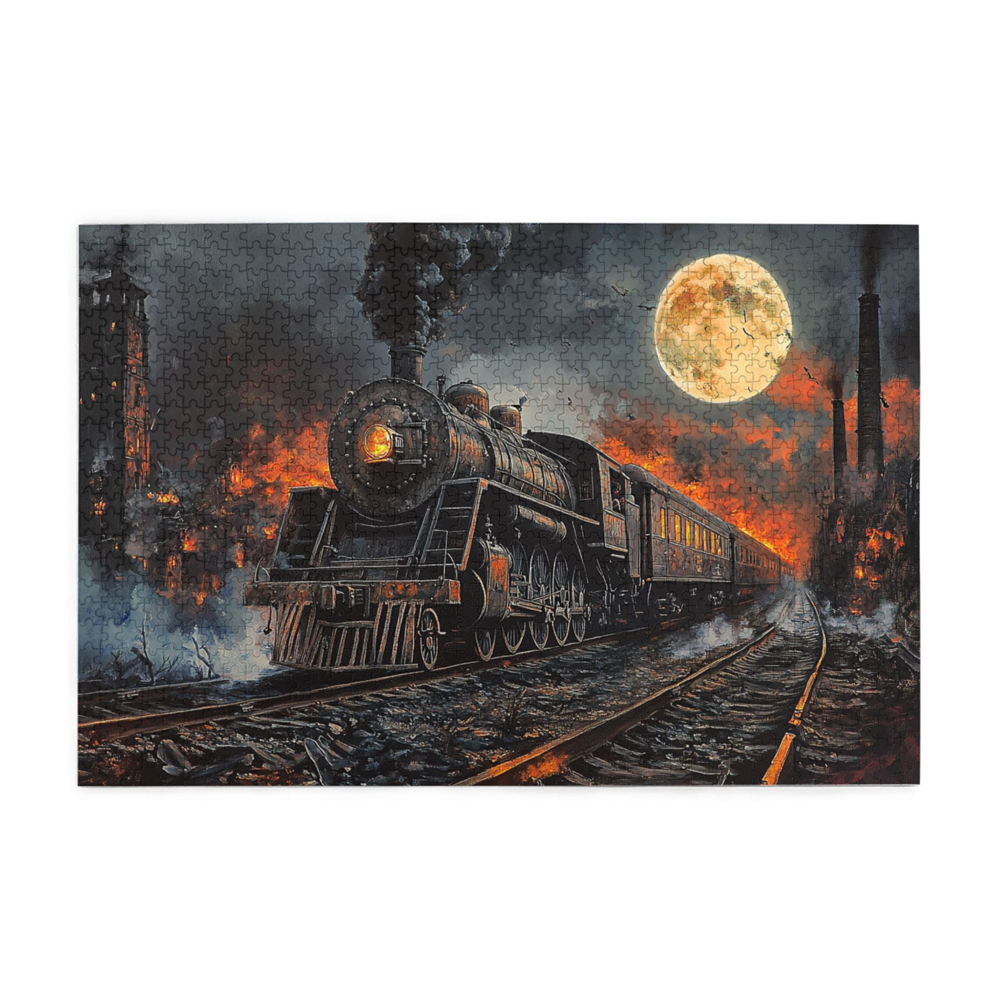 1000 PCS Vintage Moonlight Mysterious Steam Train 1000 Piece Puzzle For ...