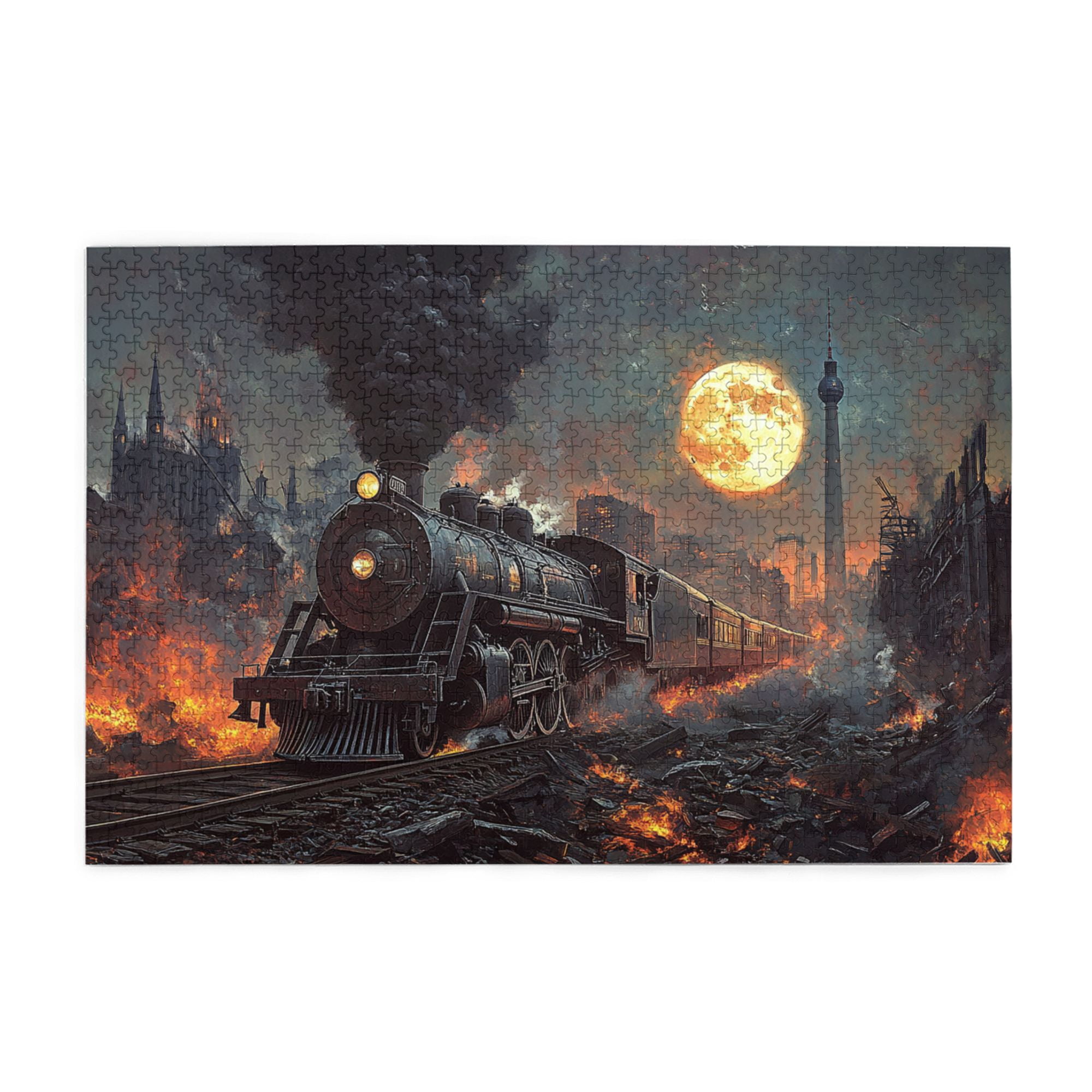 1000 PCS Vintage Mysterious Moonlight Steam Train Puzzles For Adults ...