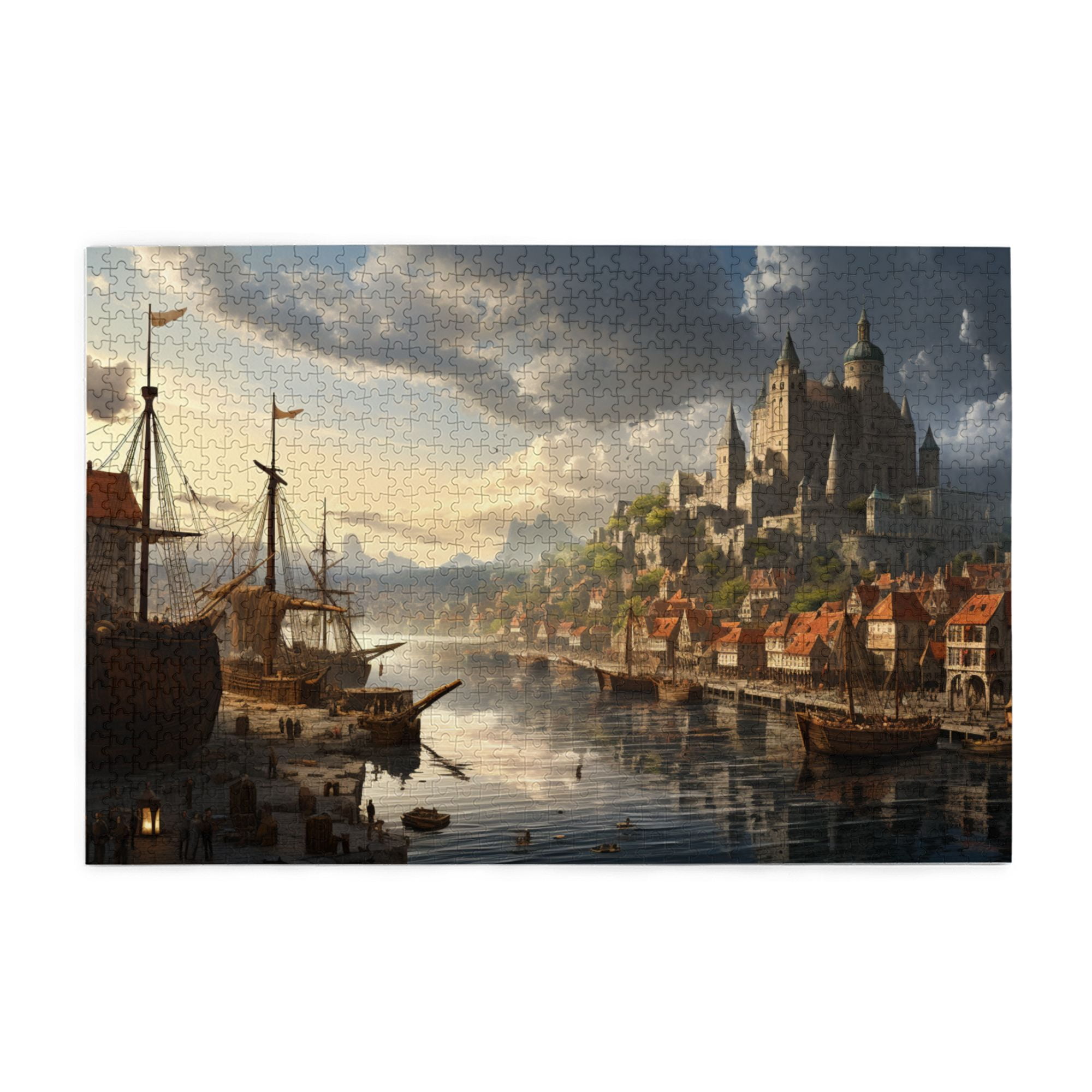 1000 PCS Vintage Sunset Ocean Town Puzzles For Adults 1000 Pieces,Ideal ...