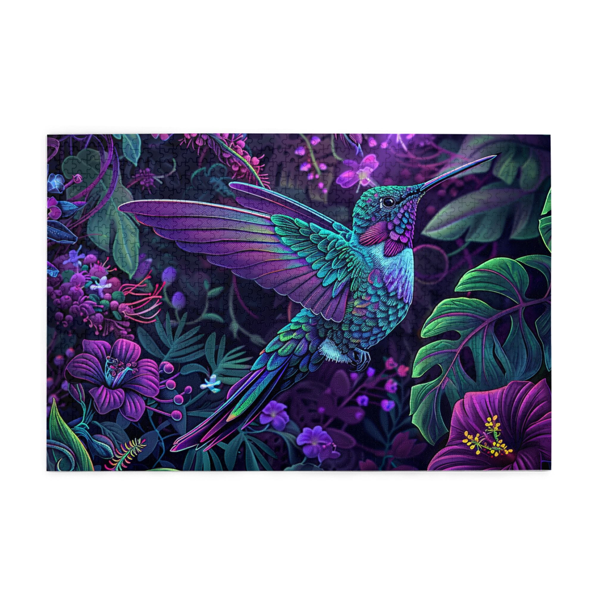 1000 PCS Wooden Puzzle 1000 Piece Colorful Hummingbirds & Flowers ...