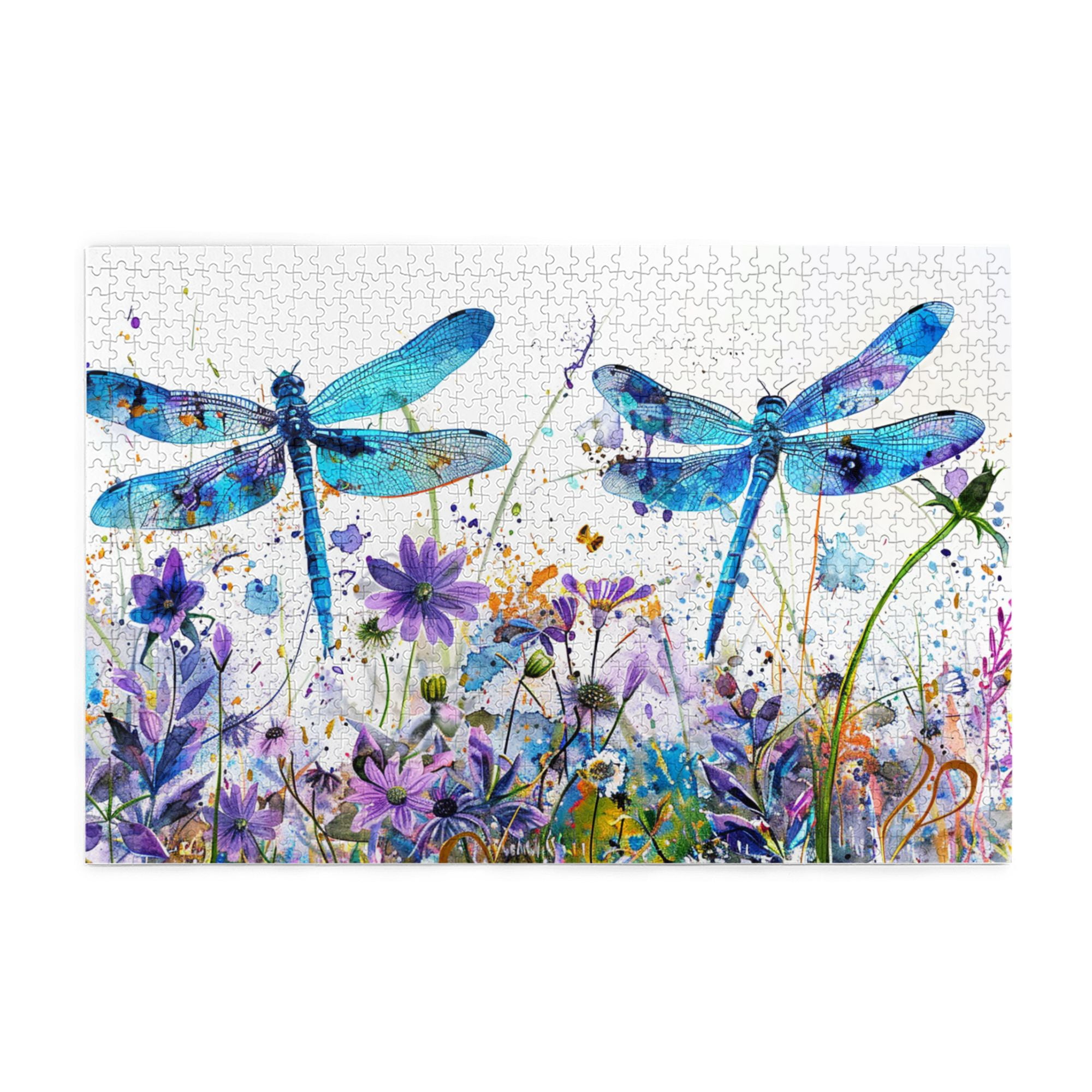 1000 PCS Wooden Puzzles 1000 Pieces Dragonflies & Flowers,Challenging ...