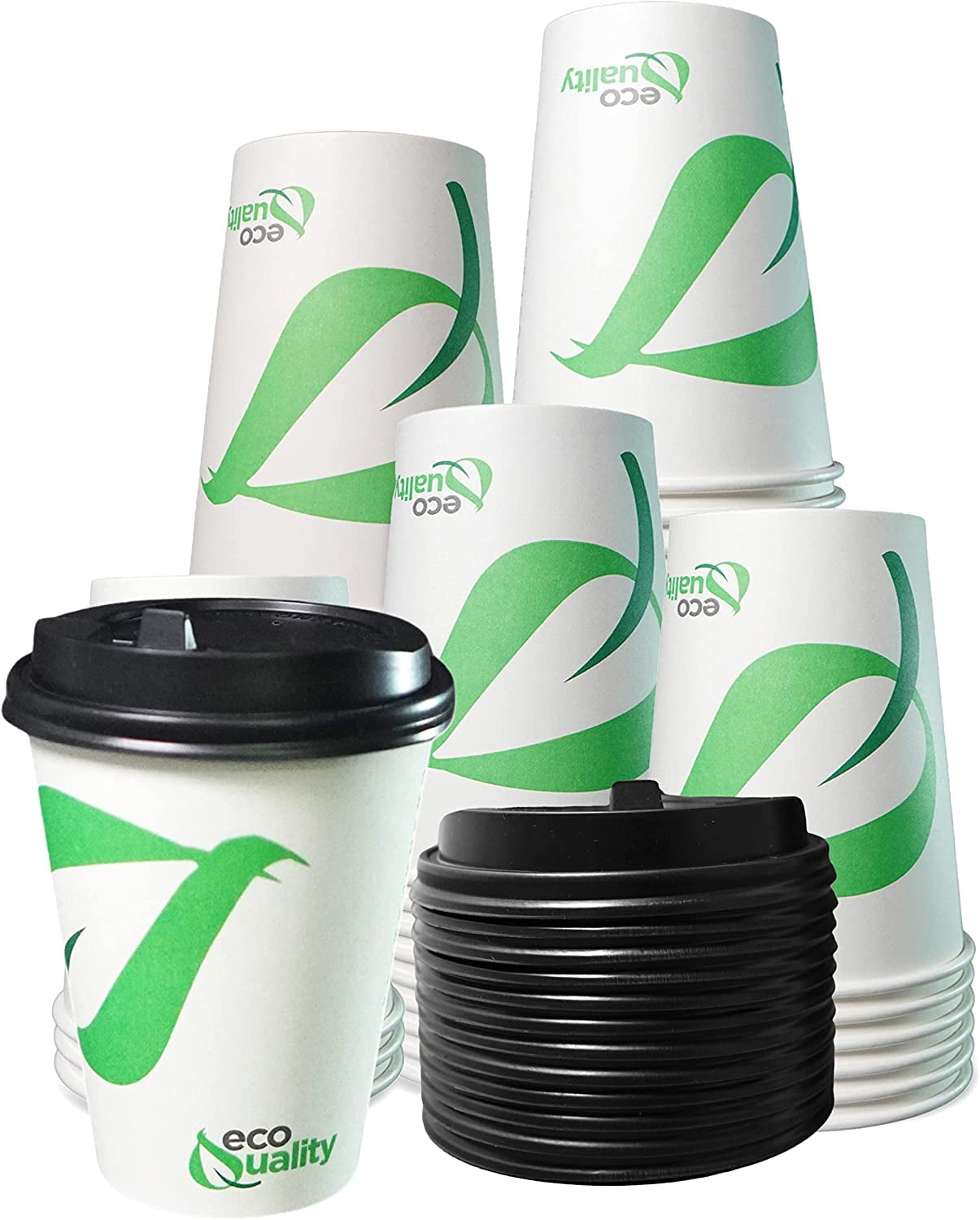 Walmart 1000 Pack 12 oz Compostable Cups with Black Lids ...