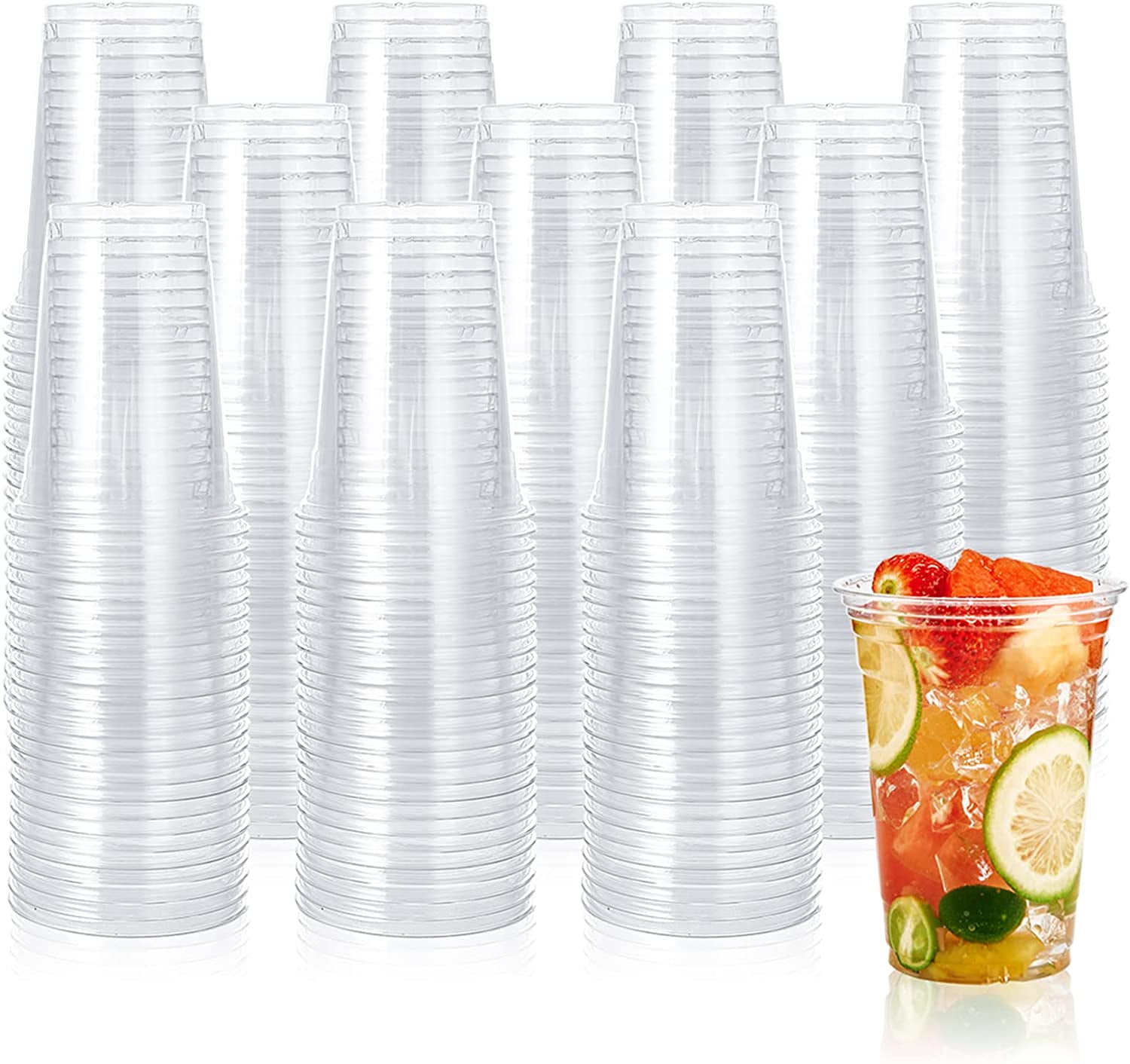 1000 Pack 16 oz Clear Plastic Cups, PET Disposable Drinking Cups ...