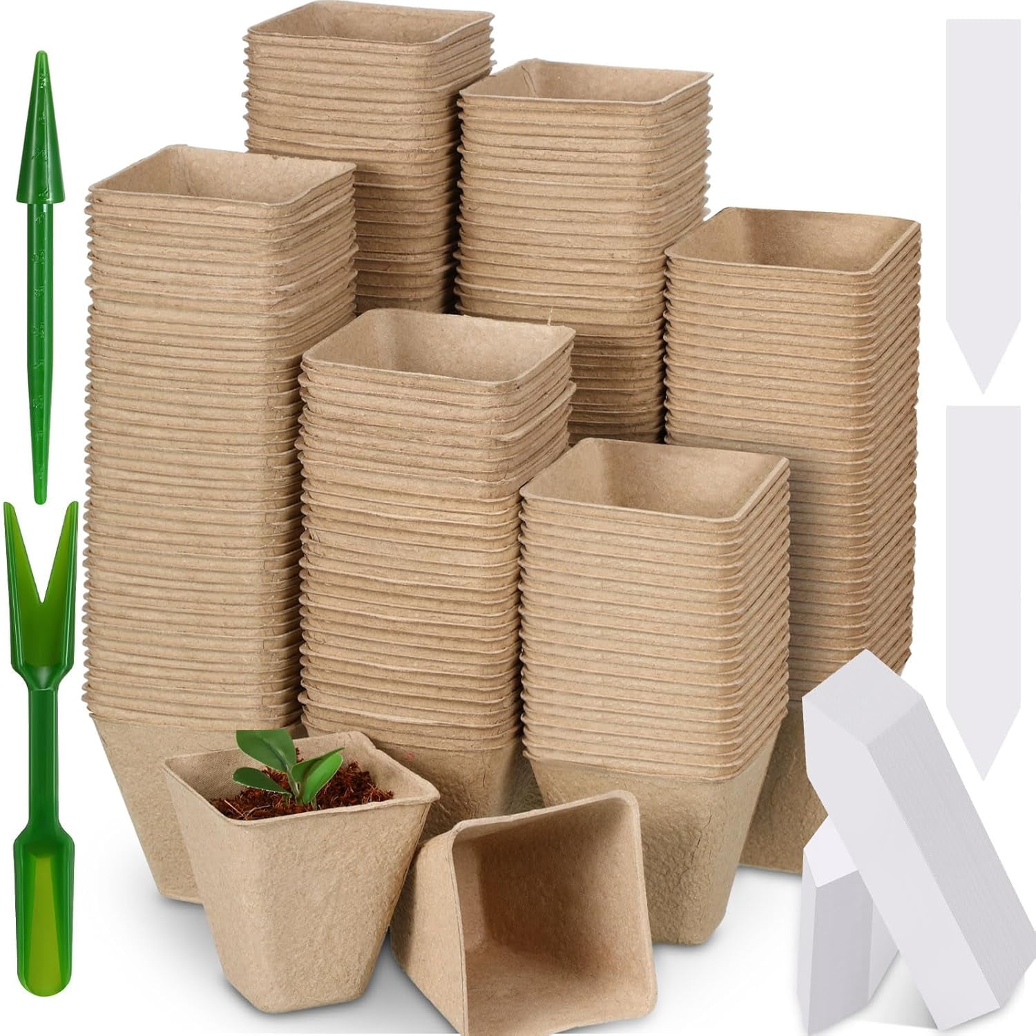 1000 Pack 3.15 Inch Peat Pots Plant Starters Kit Seedling Start Trays ...