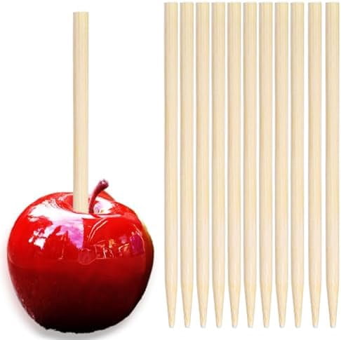 1000 Pack 5.5 Inch Candy Apple Sticks, 6 mm Thick Semi Point Bamboo ...