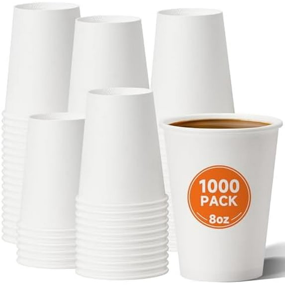 1000 Pack 8 oz Disposable Paper Cups, Paper Coffee Cups 8 oz, Hot ...