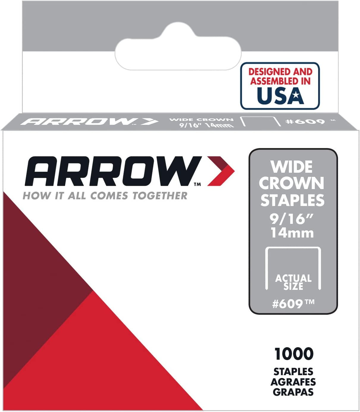 Arrow, Heavy Duty Staple, 9/16" Leg, Wide Crown 1000 Pack - Walmart.com