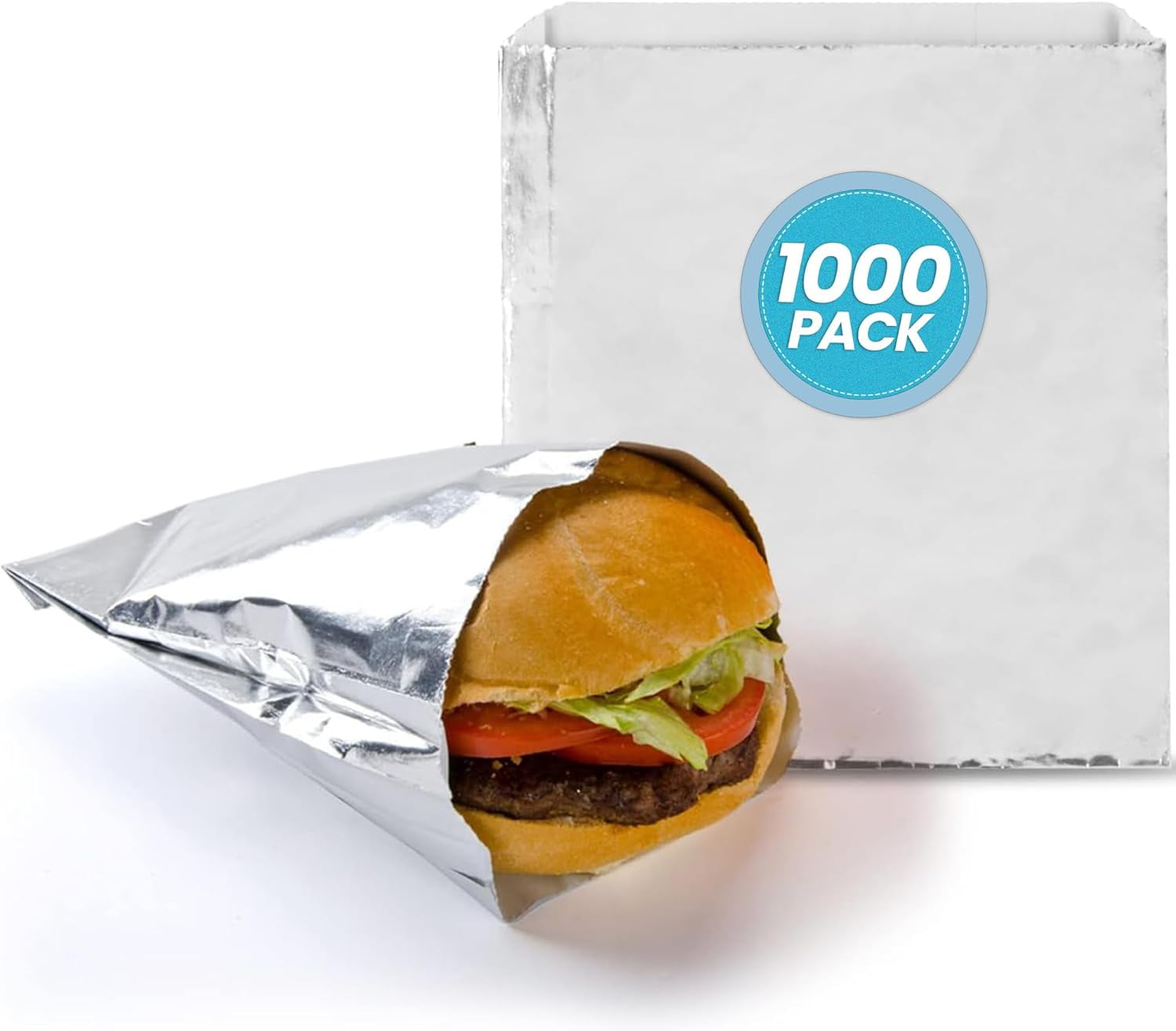 1000 Pack Aluminum Foil Hamburger Bags – Grease-Resistant Burger ...