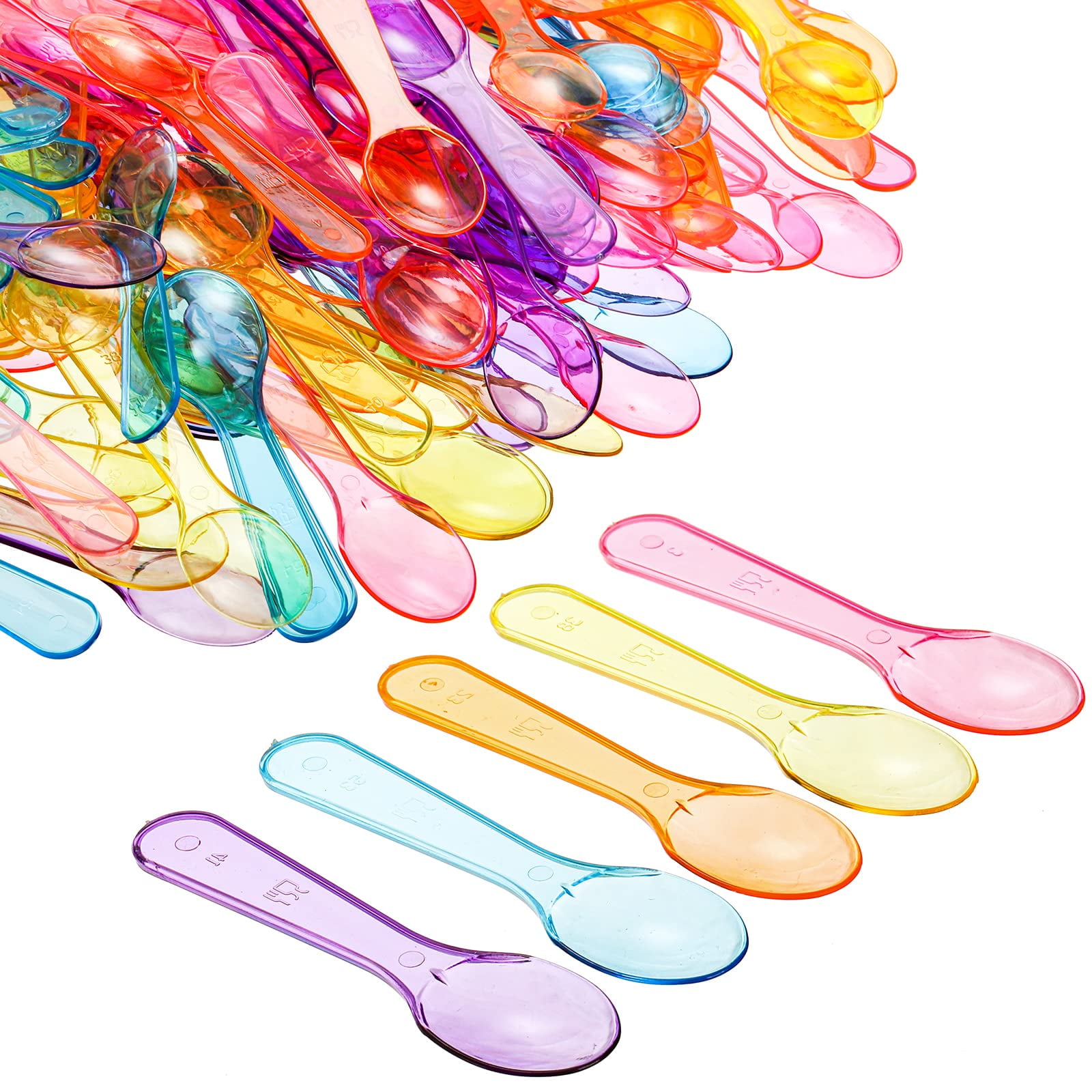 1000 Pack Colored Taster Spoons, 3 Inch Disposable Mini Plastic Spoons, Small Ice Cream Dessert ...