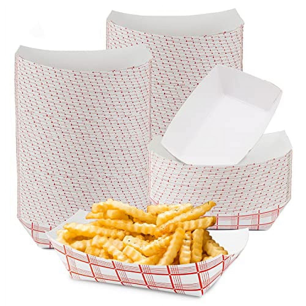 [1000 Pack] Disposable Paper Food Trays - 1 lb Heavy Duty Red Checkered ...