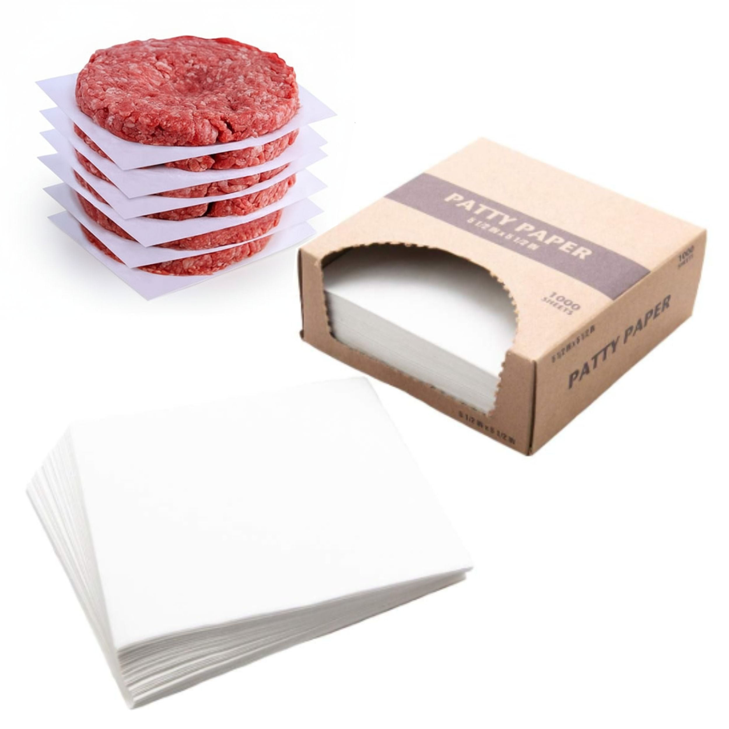 EcoQuality [1000 Pack] 5.5x5.5'' Dry Wax Burger Patty Paper - For ...