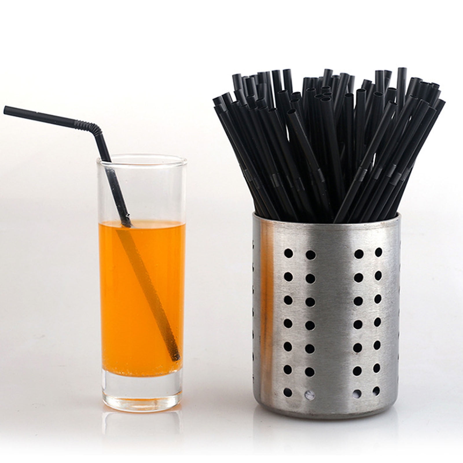 [1000 Pack] Flexible Plastic Straws, Black Disposable Plastic Straws ...