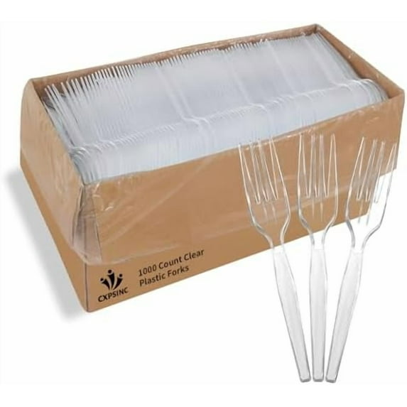 [1000 Pack] Heavyweight Disposable Clear Plastic Forks-Party Dimensions ...