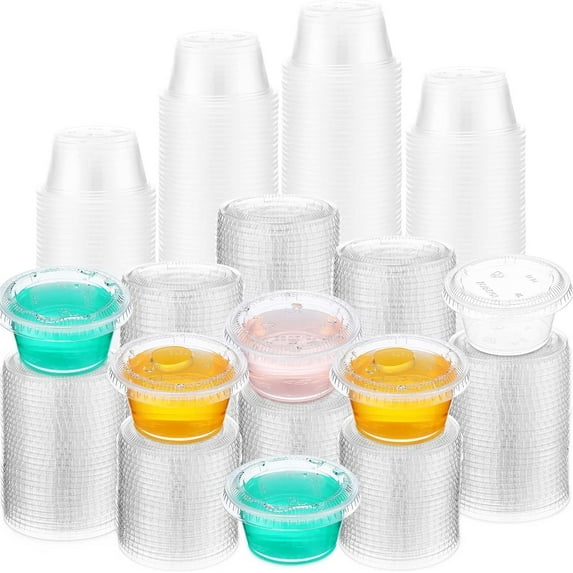 1000 Pack Jelly Shot Cups with Lids Plastic Small Containers Portion ...