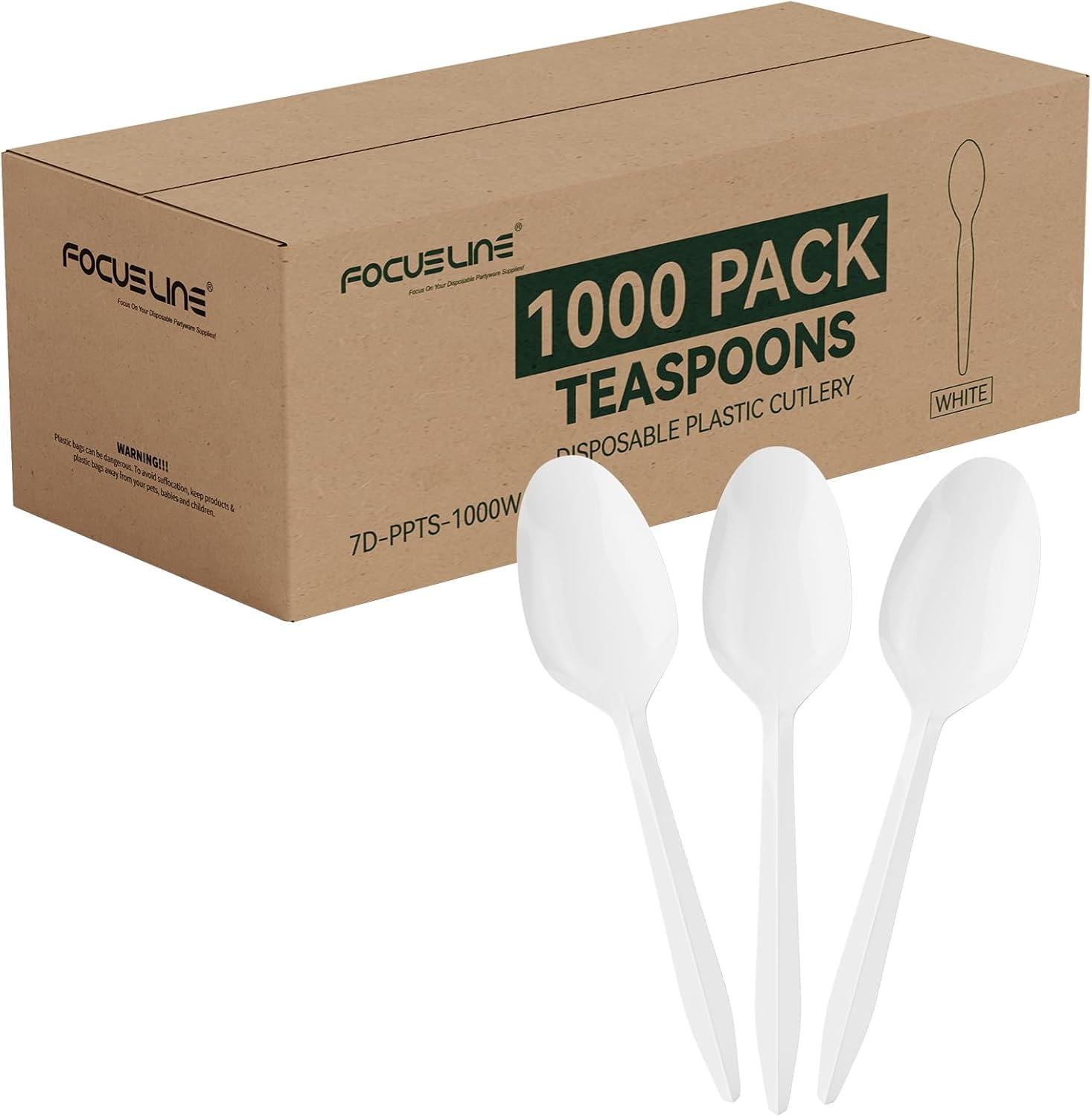 1000 Pack Plastic Teaspoons White, Disposable Spoons Bulk, Heat ...