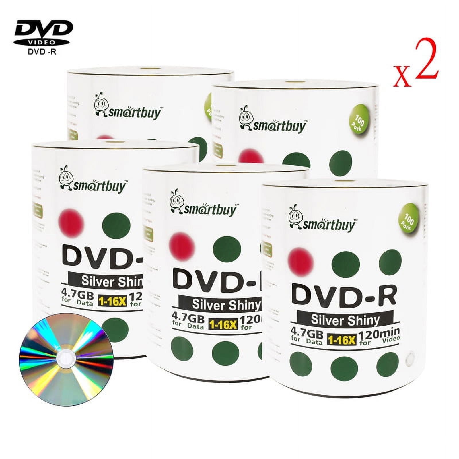 1000 Pack Smartbuy 16X DVD-R 4.7GB 120Min Shiny Silver (Non-Printable) Data Blank Media ...