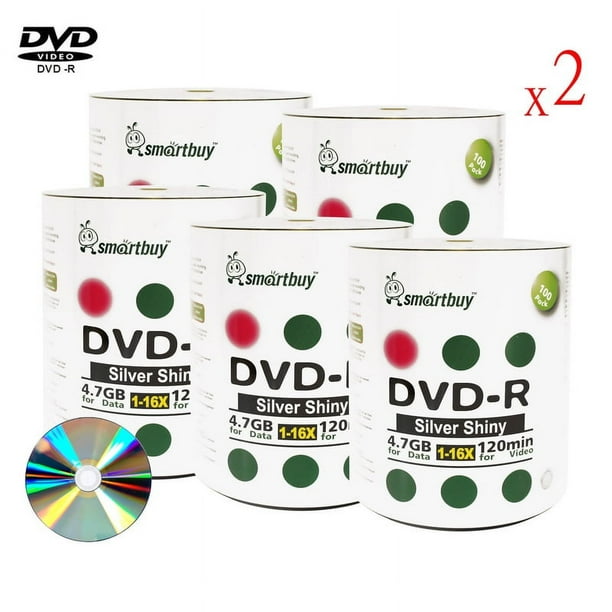 1000 Pack Smartbuy 16X DVD-R 4.7GB 120Min Shiny Silver (Non-Printable) Data Blank Media ...
