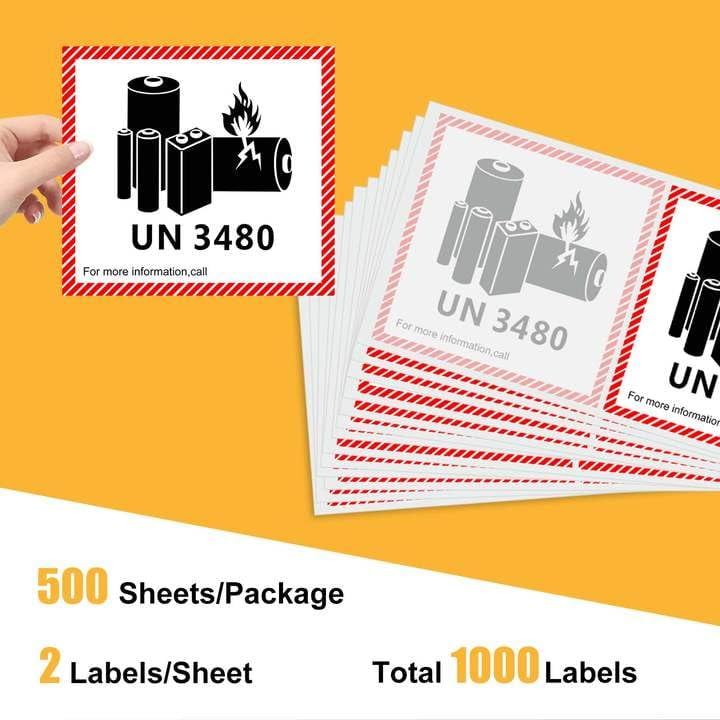 1000-Pack UN3480 Lithium-Lon Battery Caution Labels, 4.7 x 4.3 Inch ...