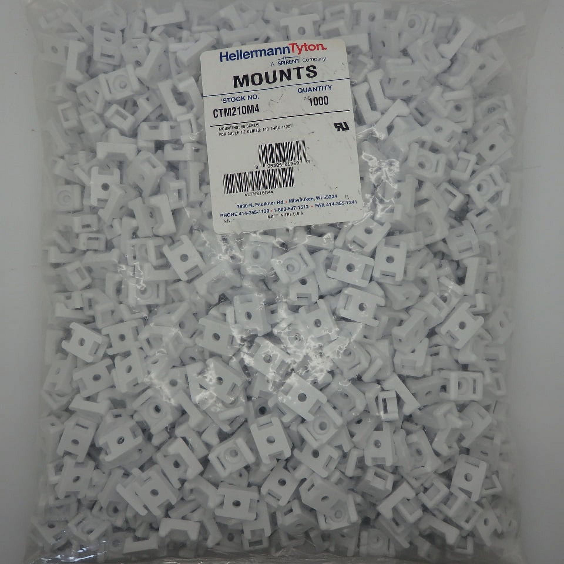 1000 Pack of HellermannTyton #8 Screw Cable Tie Mounts CTM210M4 ...