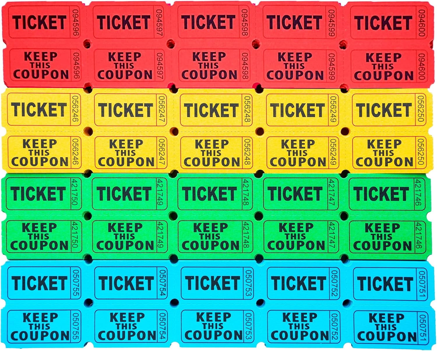 1000 Pairs 2000 Pcs Raffle Tickets, 50/50 Double Raffle Tickets, 250 ...