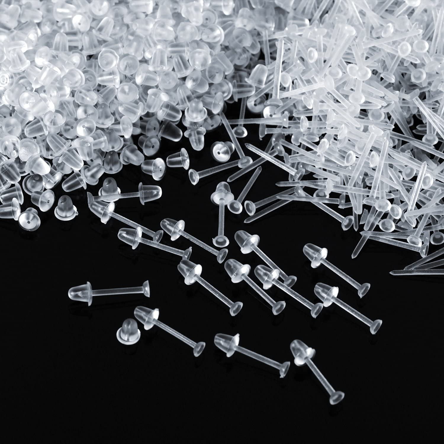 1000 Pairs Plastic Cartilage Earring Posts Bulk Clear Ear Pins and ...