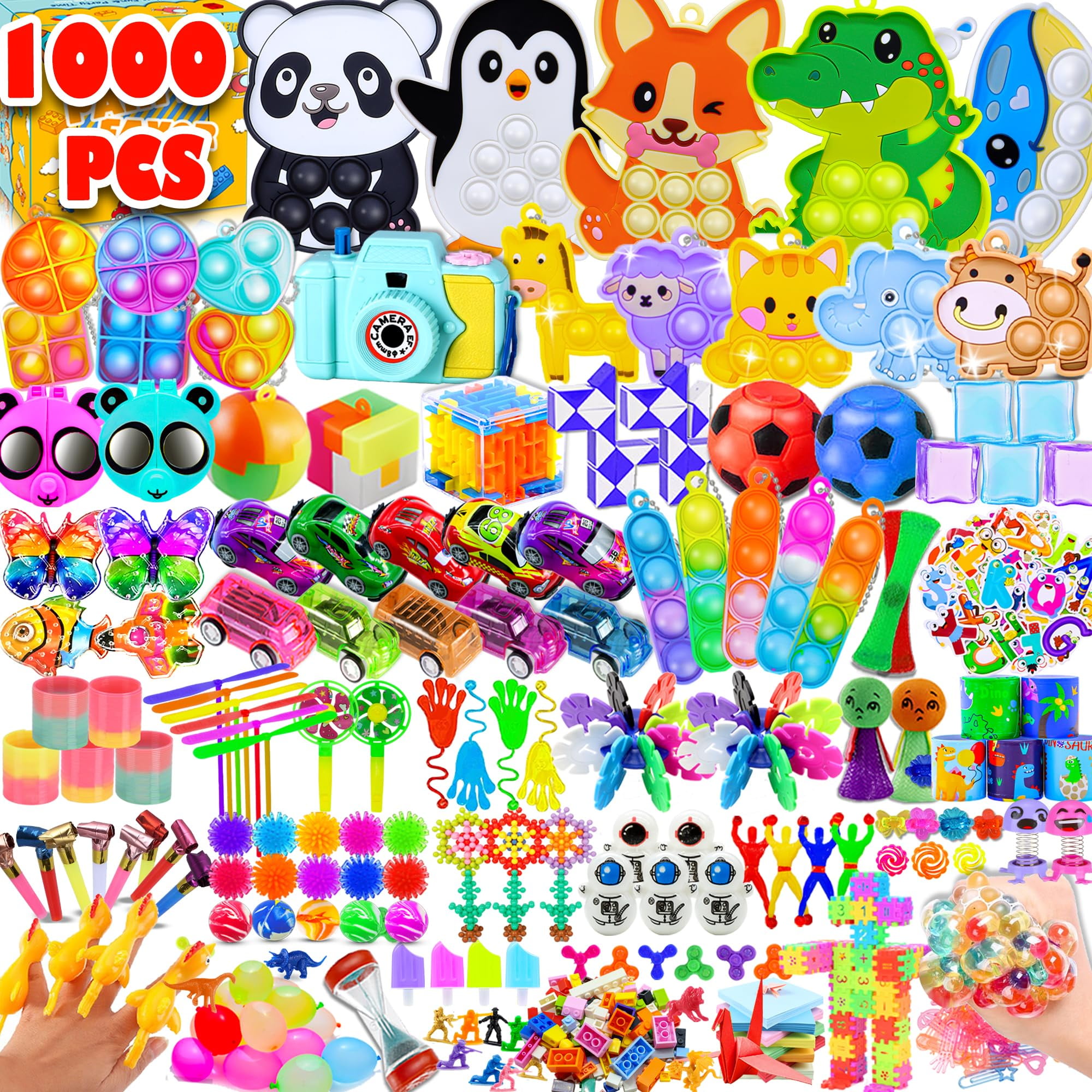 1000+Party Favors for Kids Fidget Toys Pack Bulk Prize Box Treasure Box Goodie Bag Pinata ...