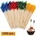 Bexikou Wooden Frill Toothpicks 2.5 Inch, Colorful Food Picks for ...