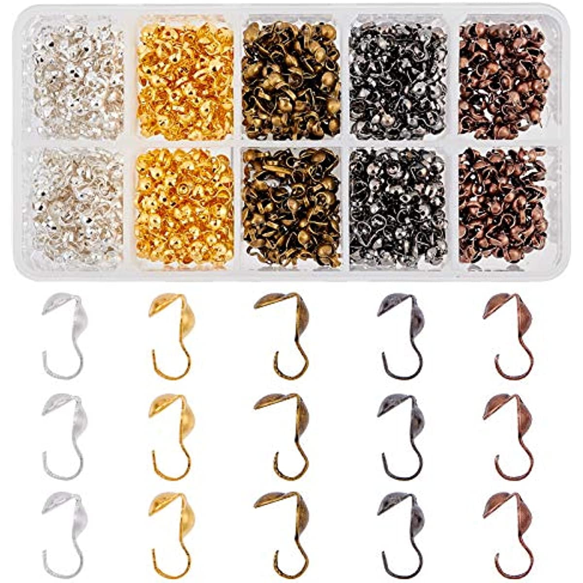 1000 Pcs 3mm Iron Bead Tips Clamshell Knot Cover Calotte Ends Caps for ...