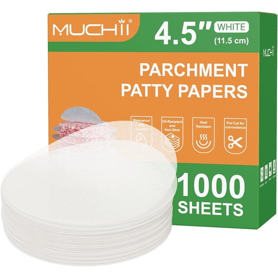 1000 Pcs 4.5 Inch Burger Patty Paper Rounds, White Baking Parchment ...