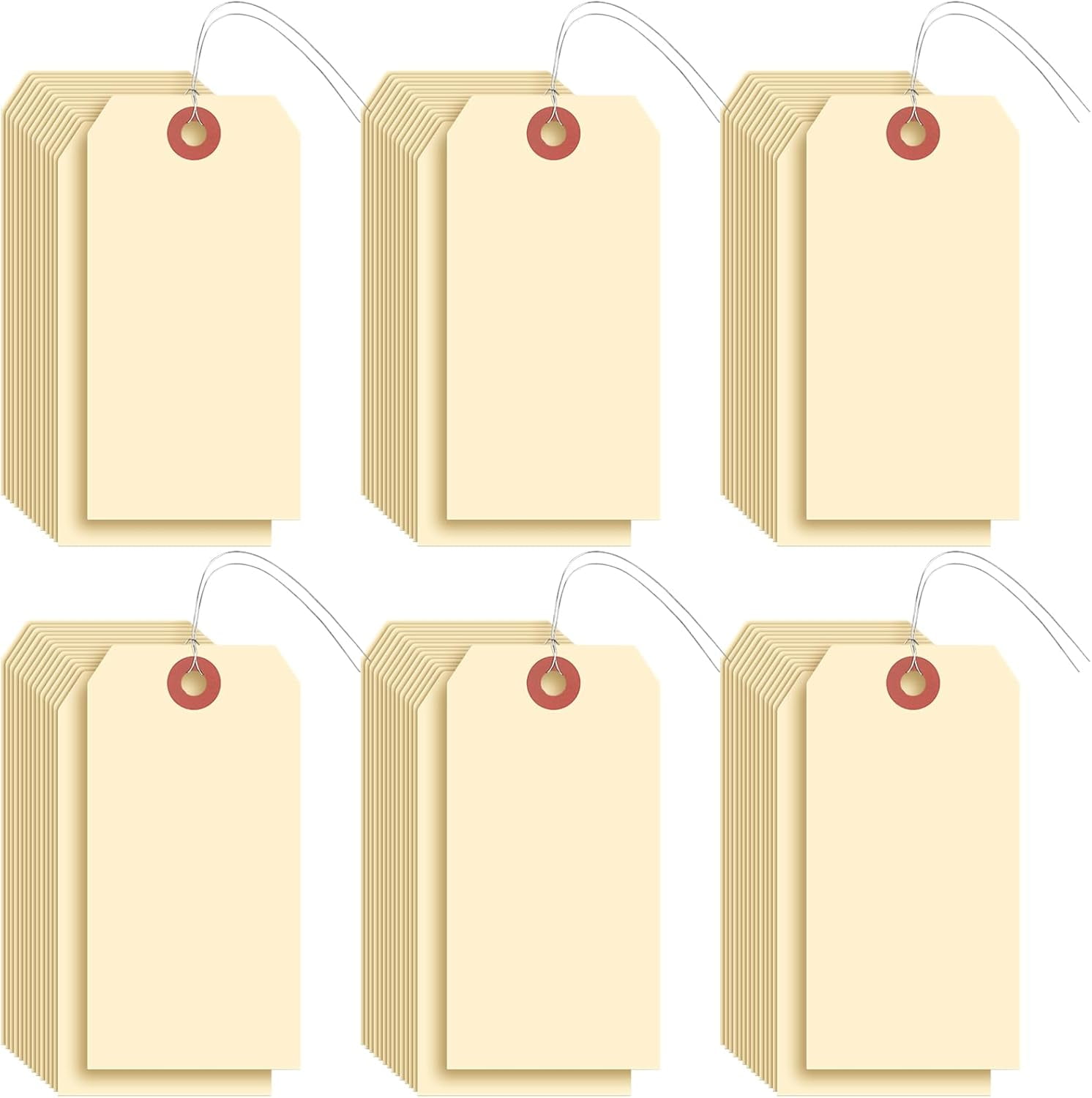 1000 Pcs Blank Manila Shipping Tags with Wire 4 3/4" x 2 3/8" Paper ...