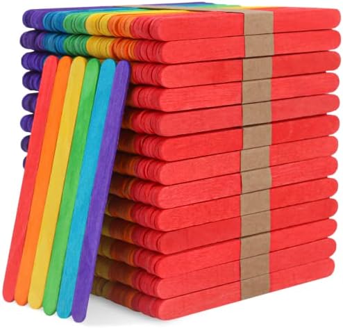 1000 Pcs Colored Popsicle Sticks for Crafts, 4.5 Inch Colored Wooden ...