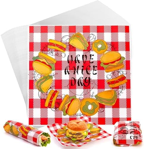 1000 Pcs Deli Paper Sheets 12x12", Sandwich Wrapping Paper Red & White ...