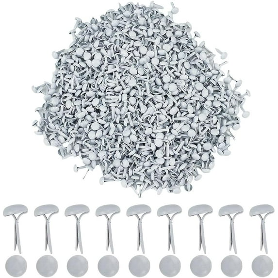 1000 Pcs Iron Brads Fasteners White Flat Round Brads Metal Paper ...