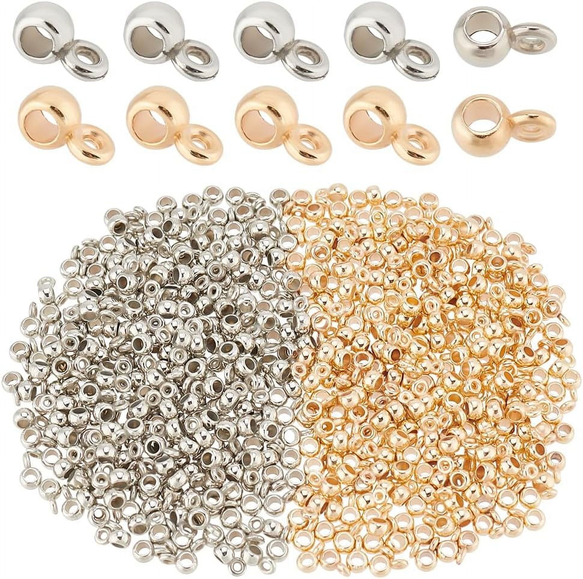 1000 Pcs Link Bail Beads Platinum and Golden Rondelle Bail Tube Beads ...