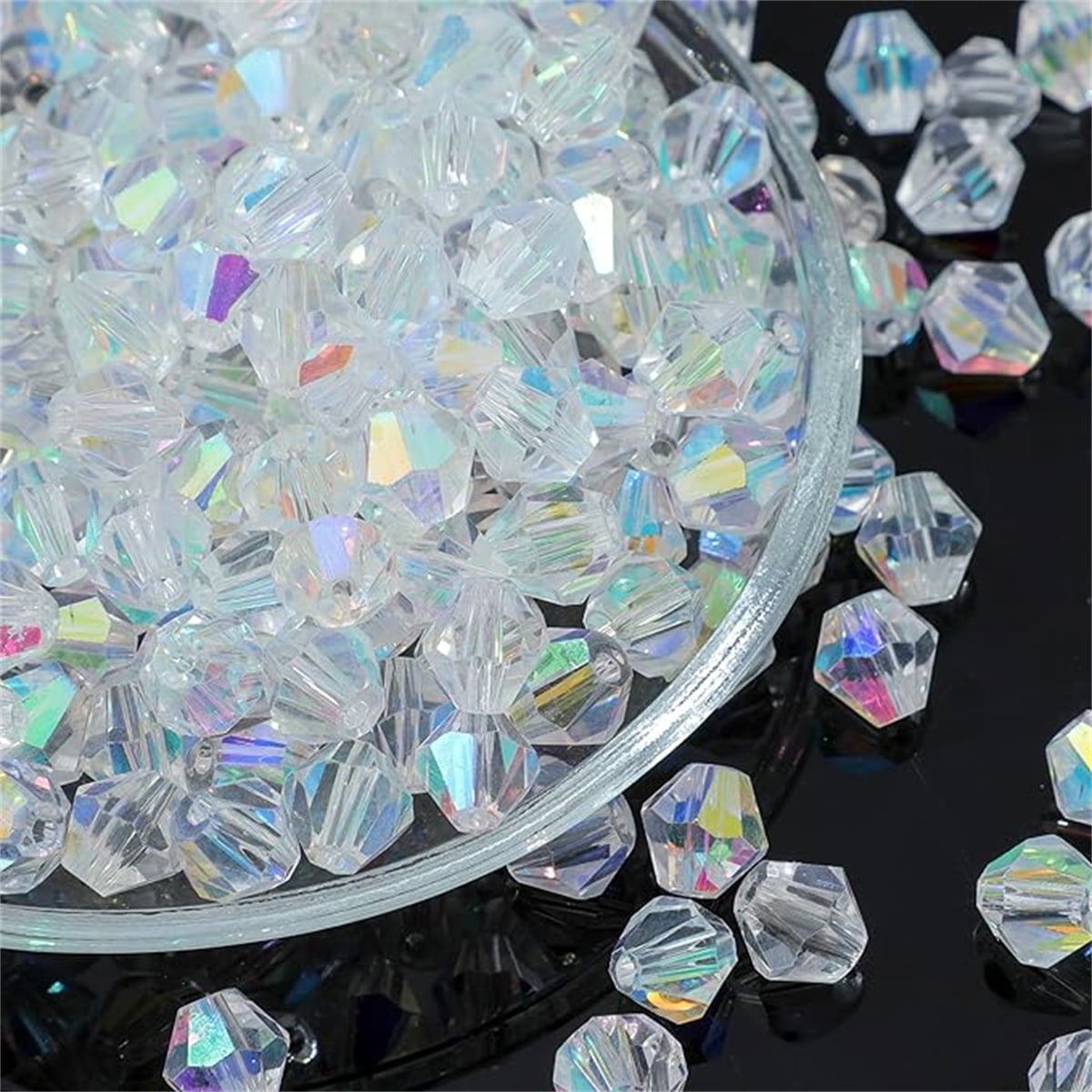 1000 Pcs Multicolor Bicone Beads,Artificial Crystal Beads for Jewelry ...