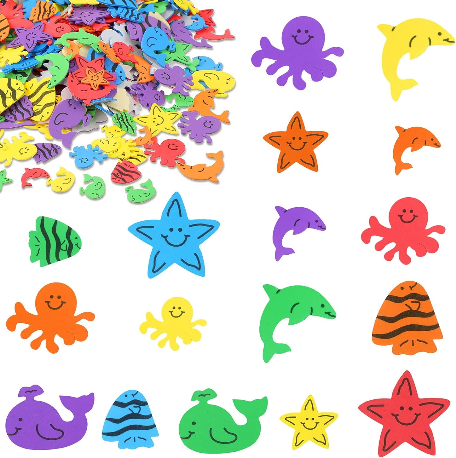1000 Pcs Ocean Animal Foam Stickers Marine Animal Stickers 5 Designs ...