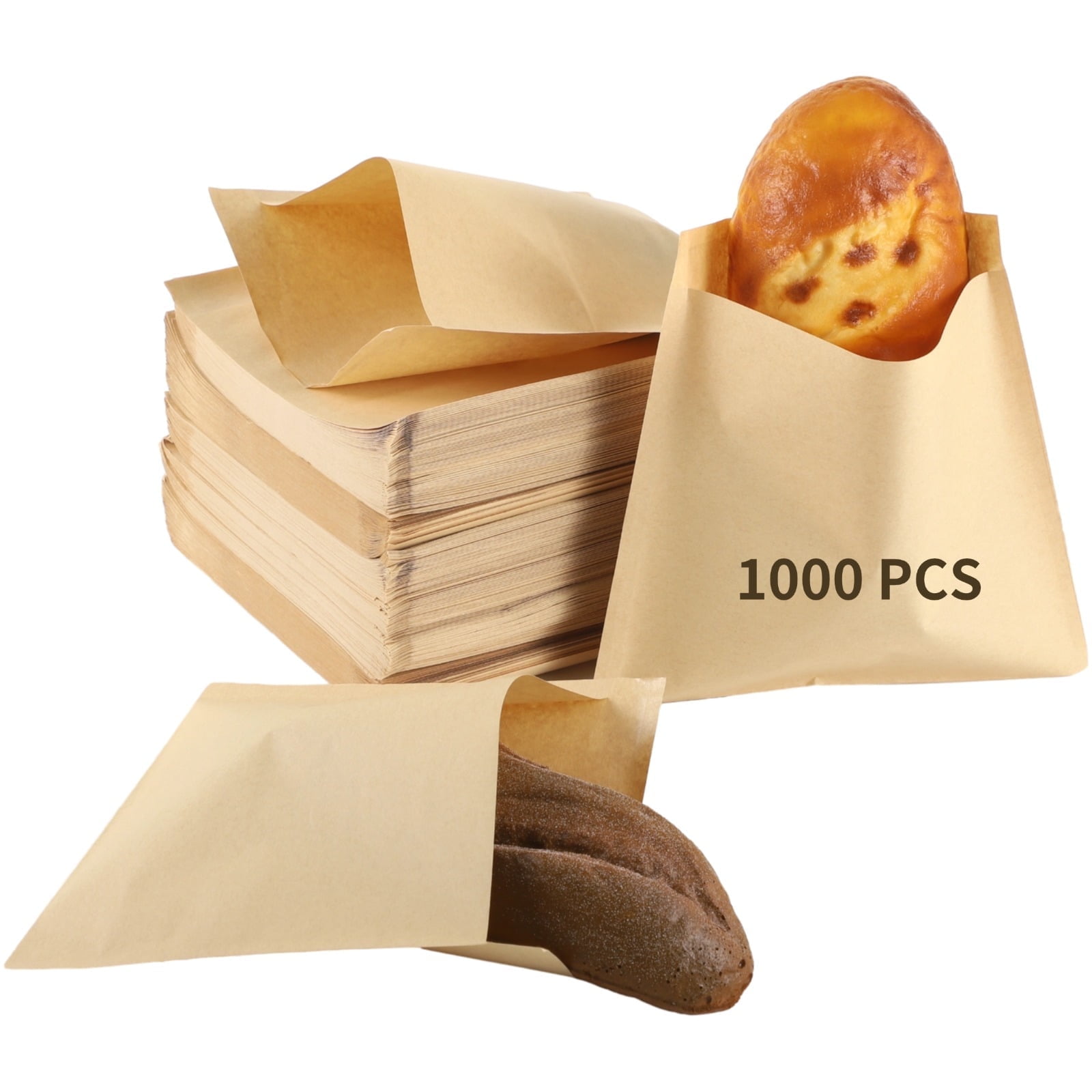 1000 Pcs Paper Sandwich Bags, Greaseproof Kraft Paper Snack Bags ...