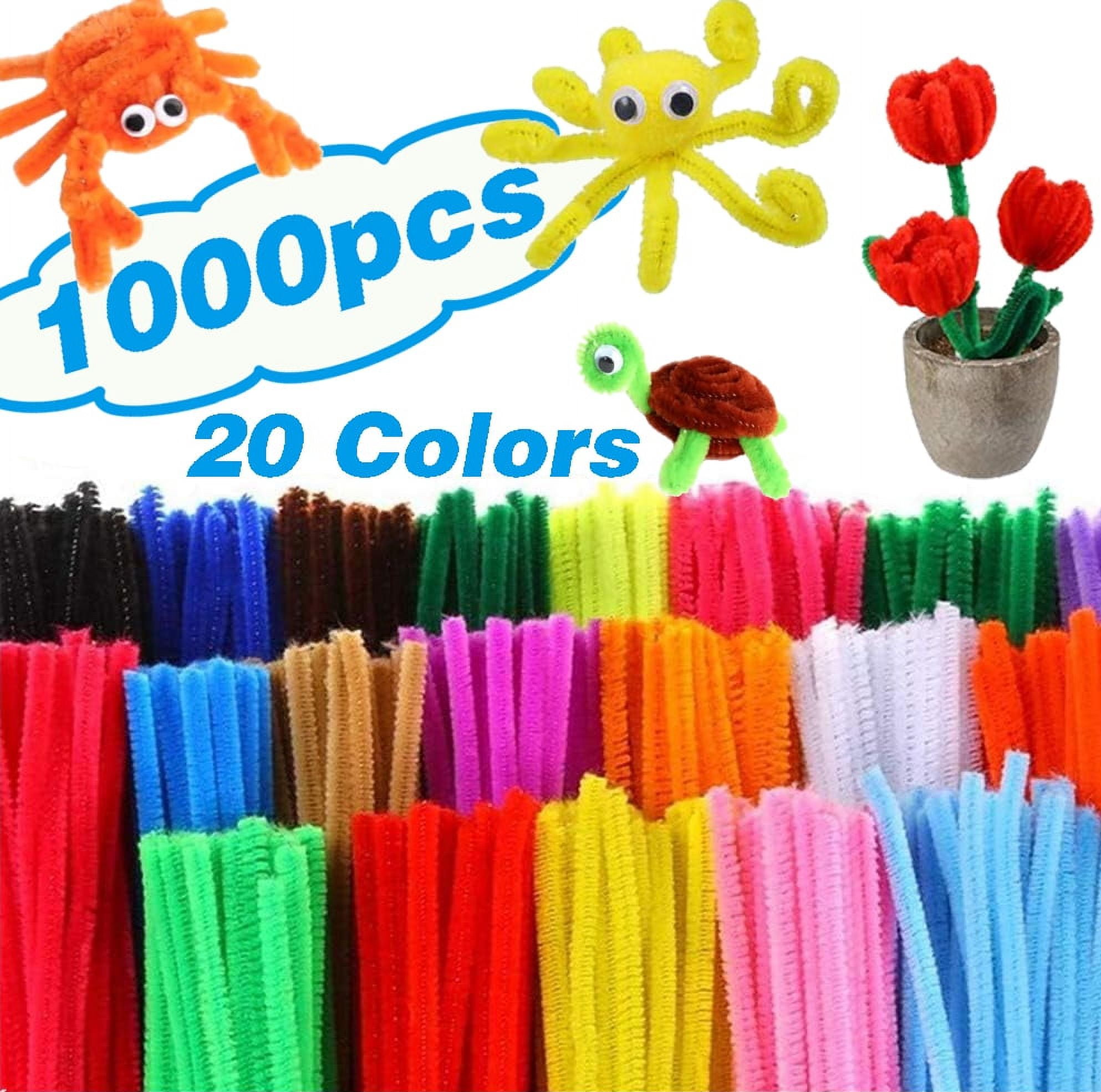 1000 Pcs Pipe Cleaners Assorted 20 Colors 12 inch Chenille Stems Bulk ...