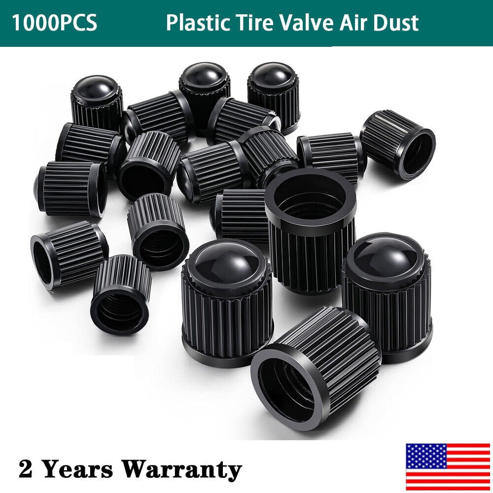 1000 Pcs Universal Black Plastic Car Motor Tire Valve Stem Caps NEW ...