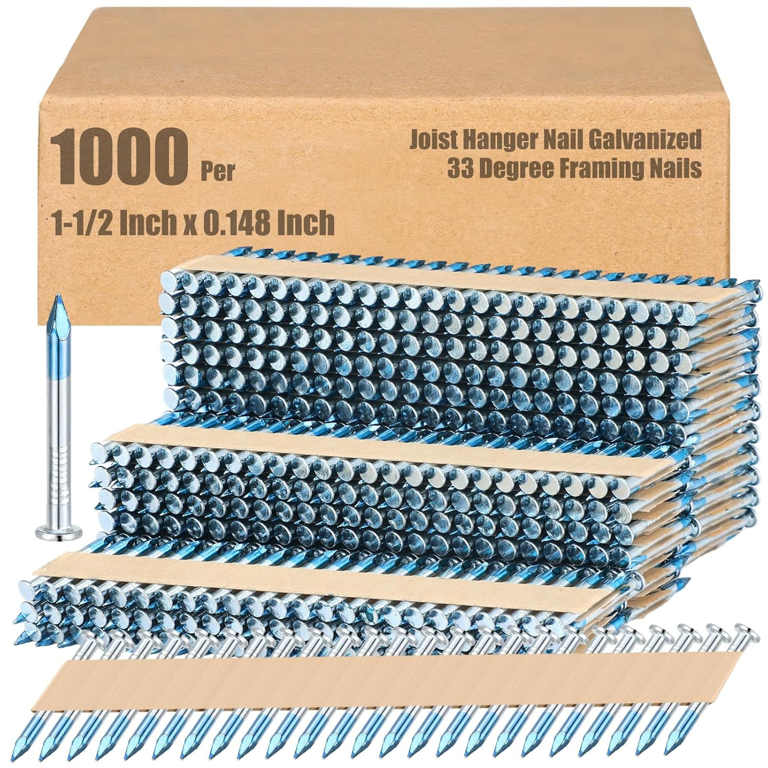 The 1000 Per Joist Hanger Nails Framing Nails Box Galvanized 33 Degree ...
