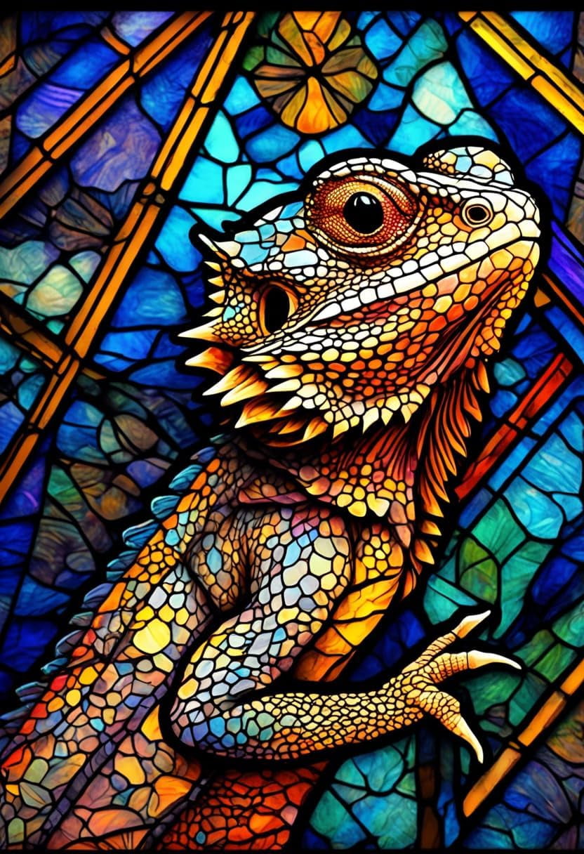 1000 Piece Adult Puzzle,Stained Glass Bearded Dragon, Puzzle Educational Gift, Room Decor Wall ...