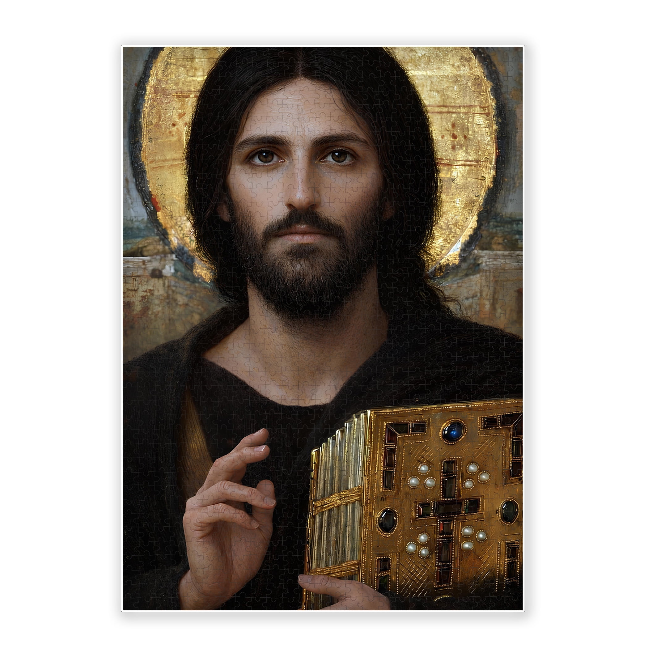 1000-Piece Adult Wood Jigsaw Puzzle, Jesus Christ with Golden Halo and ...