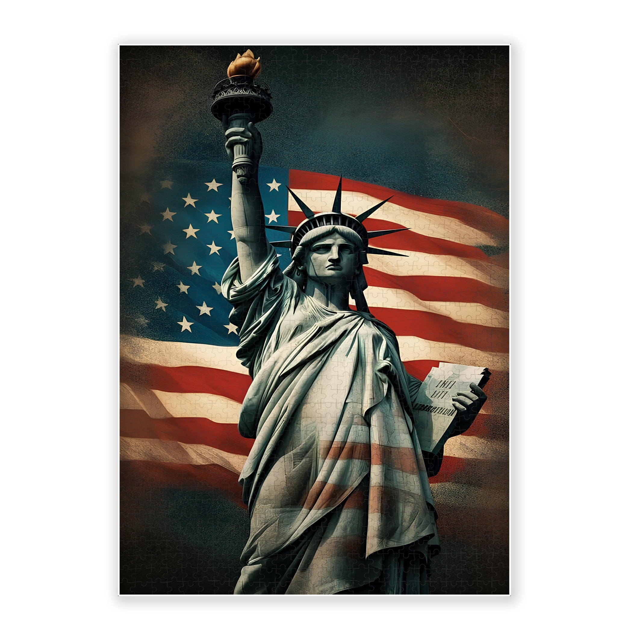 1000-Piece Adult Wood Jigsaw Puzzle, Vintage Statue of Liberty with ...