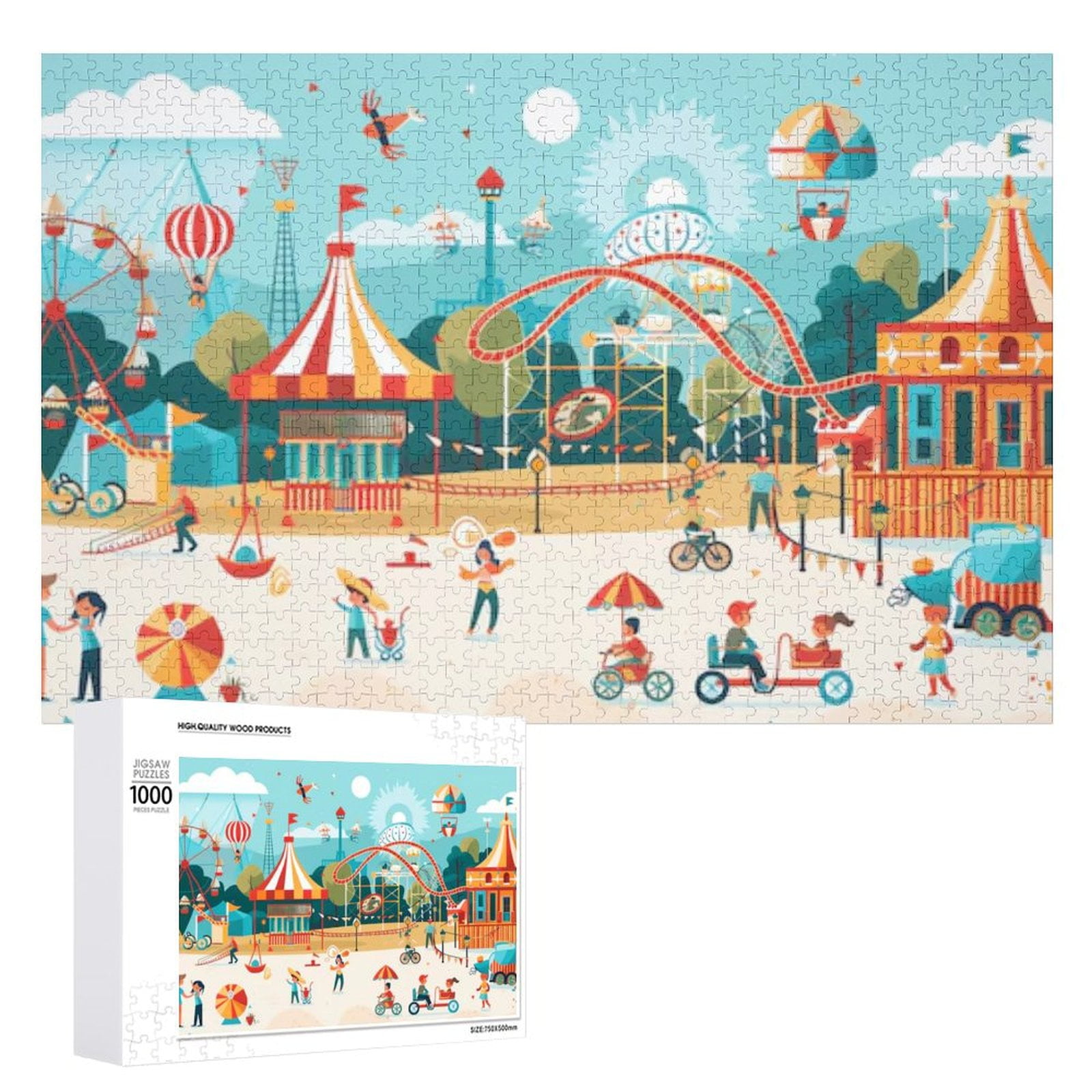 1000-Piece Amusement Park Jigsaw Puzzle, Perfect for Adults & Kids, Fun ...