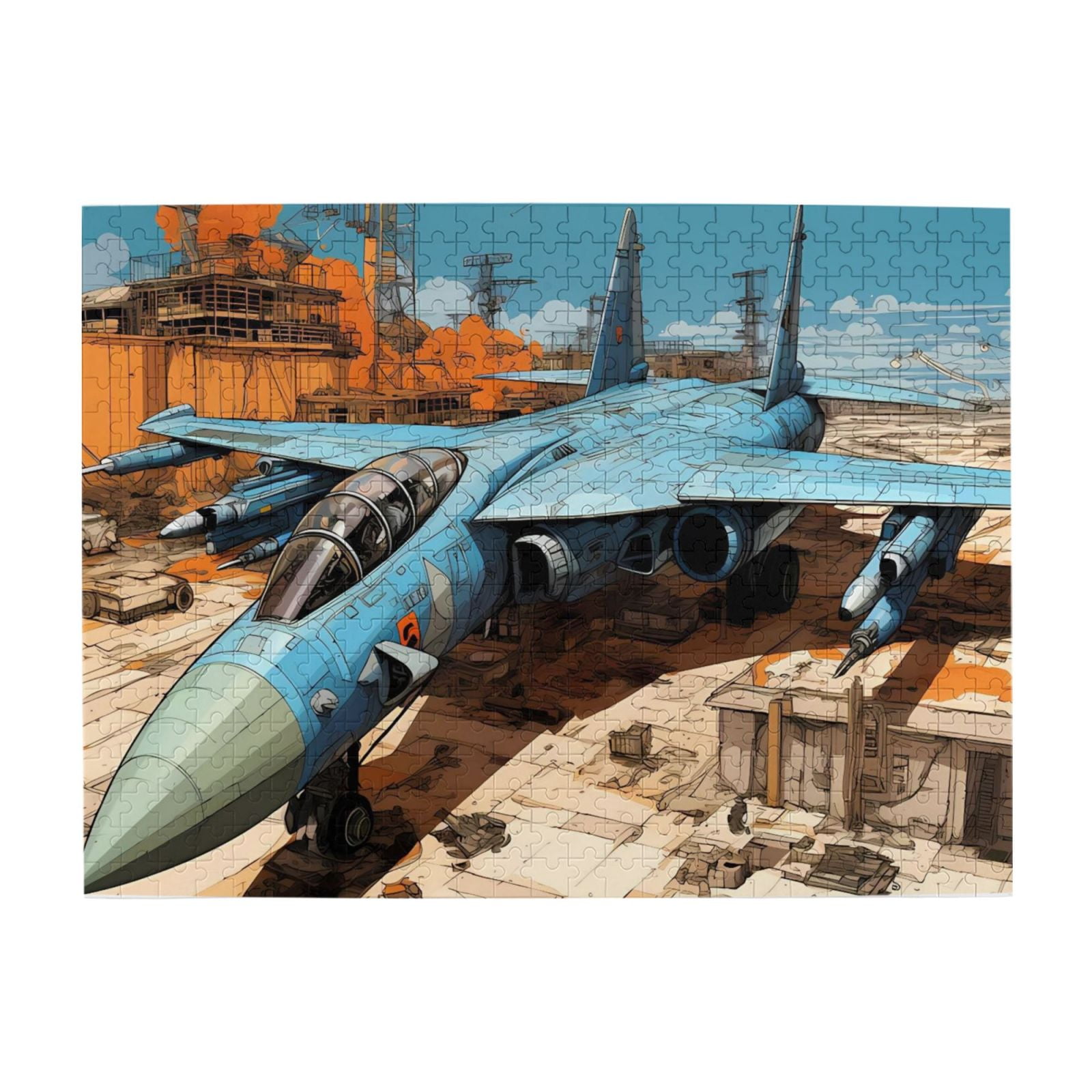 1000 Piece Blue Fighter Jet Wooden Jigsaw Puzzle For Adults – Dynamic ...