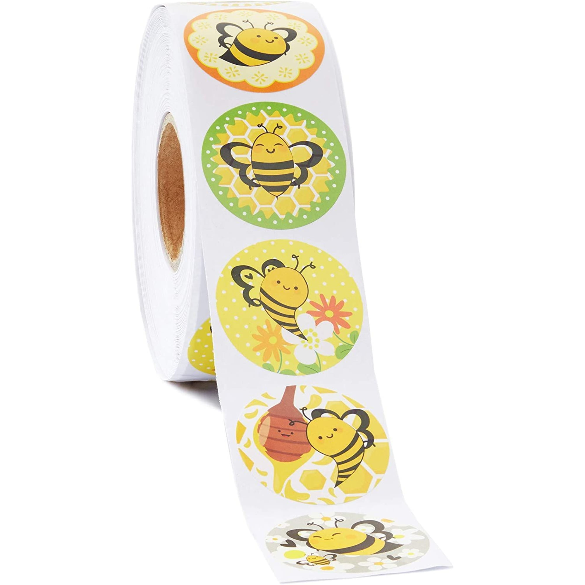 BLUE PANDA Bee Sticker Roll - 1000 Count, 1.5 in Round, Multicolor ...